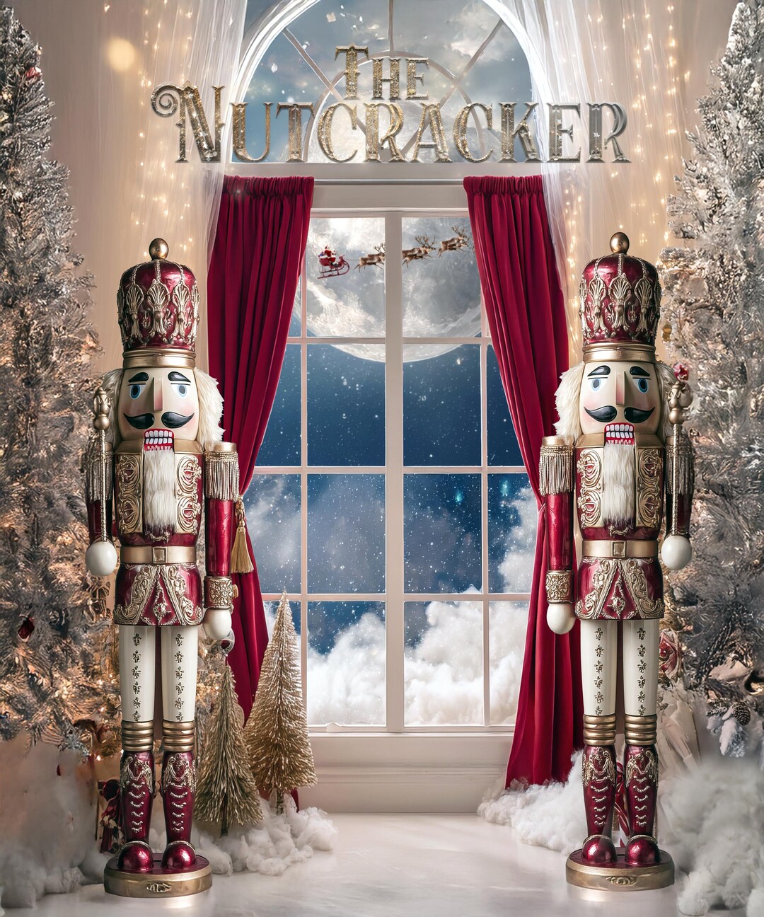 Nutcracker Digital Backdrop Christmas Tree Window Intuitive Background ...