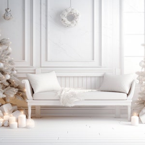 Digital Backdrop Christmas, Bench White Marble Digital Christmas ...