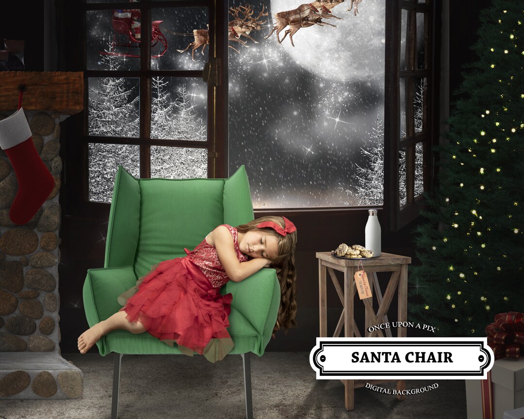 Chair Christmas Window Digital Backdrop or Card Background for Holiday ...