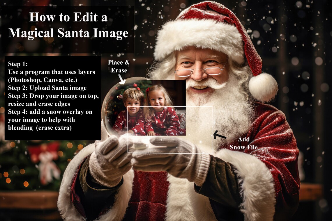 Santa Digital Backdrop Christmas Backgrounds Santa Snow Globe Intuitive ...