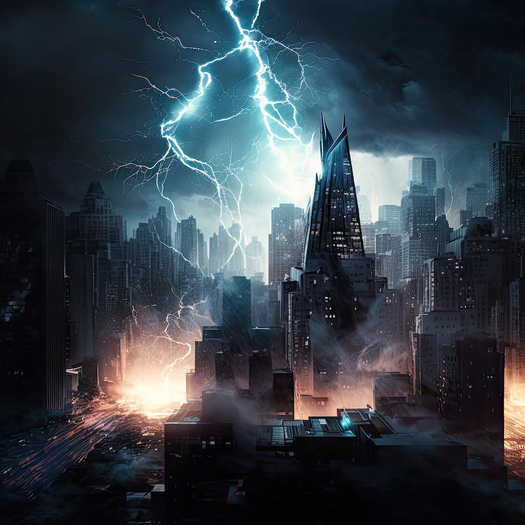 Melting City Superhero Digital Background, Digital Backdrop, Superhero ...