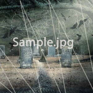 SALE! Halloween Digital Background Cemetery Graveyard With Spooky ...