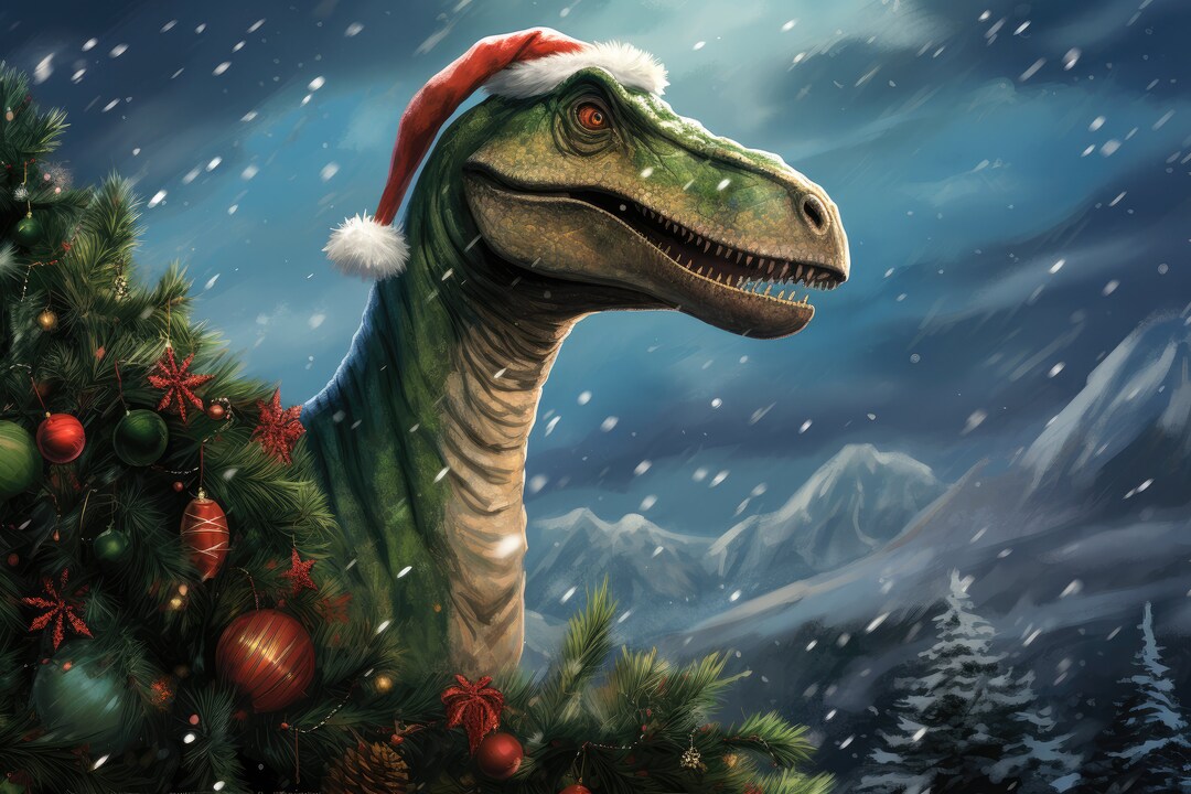 Christmas Digital Backdrop, Dinosaur Digital Background, Kids Dino ...