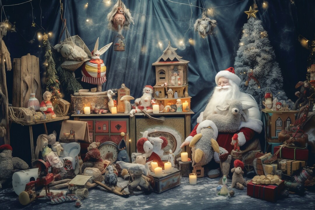 Creepy Set up of Misfit Toys Digital Backdrop, Weird Christmas Digital ...