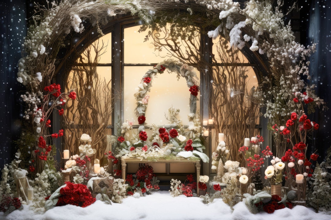 Christmas Backdrop Digital Background Regency Store Front Family Photo ...