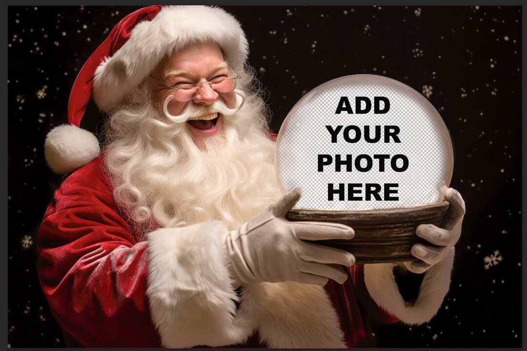 Digital Backdrop, Santa Snow Globe Digital Background, Backdrop, Photo ...