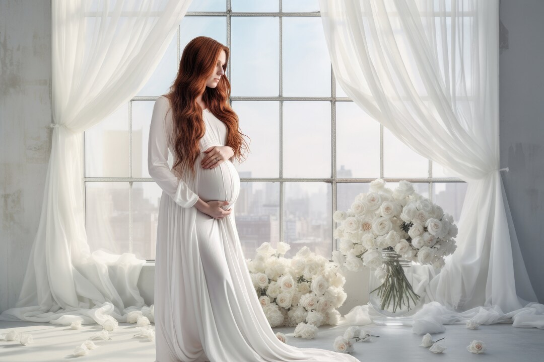 Backlit Window Digital Backdrop White Room Urban Roses Background ...