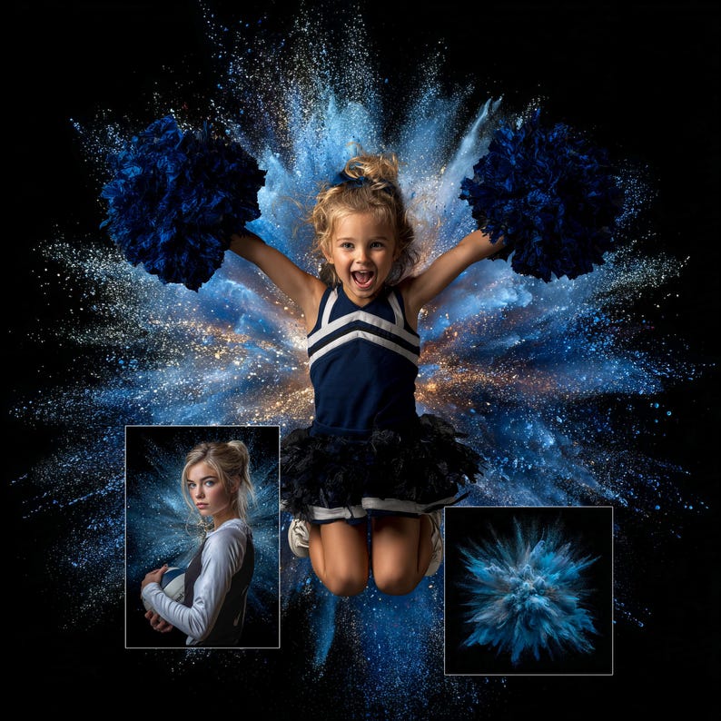 Blue Glitter Chalk Burst Sports Digital Backgrounds Dance Digital ...