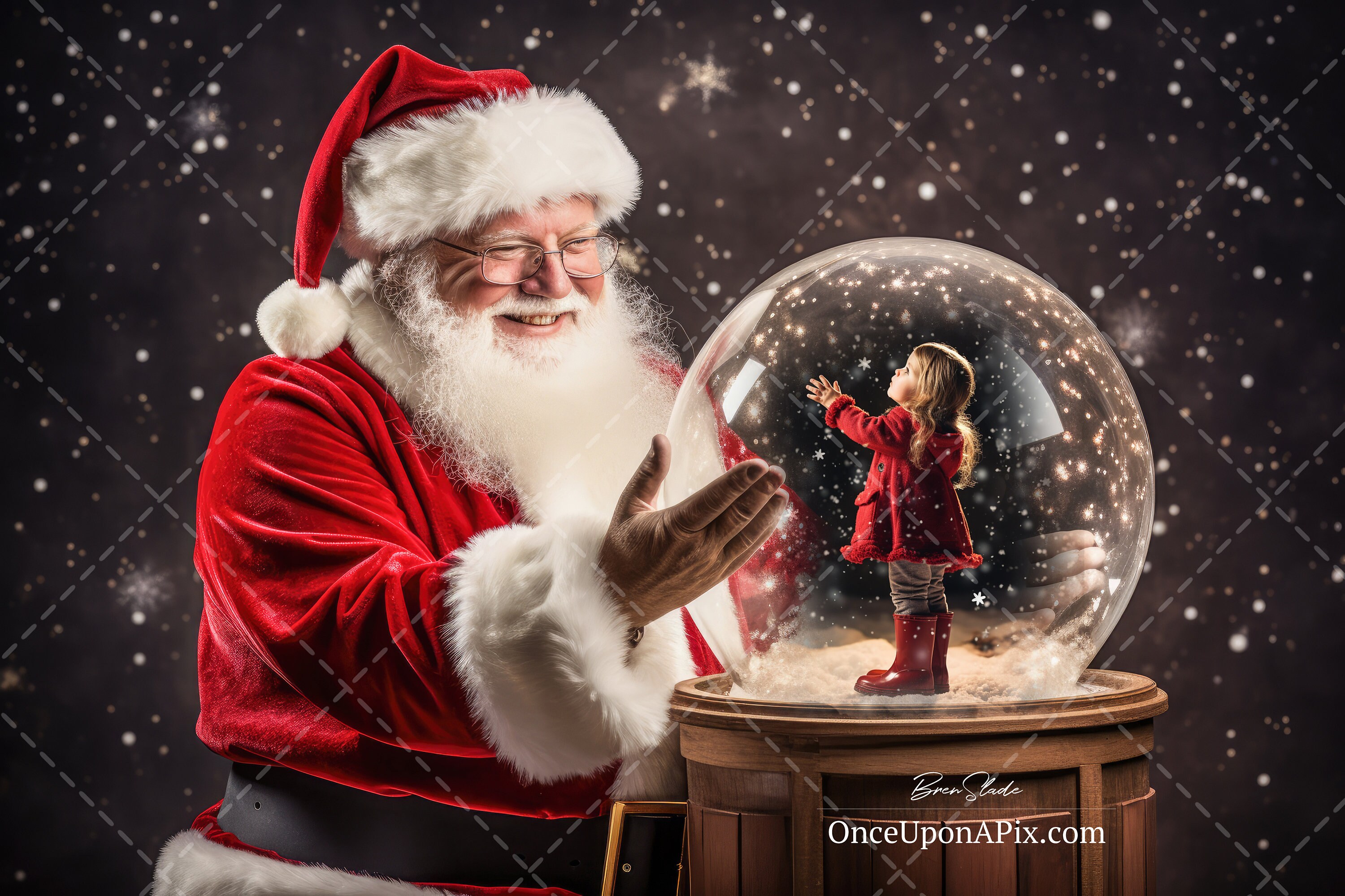 Digital Backdrop, Classic Santa Snow Globe Digital Background Backdrop ...