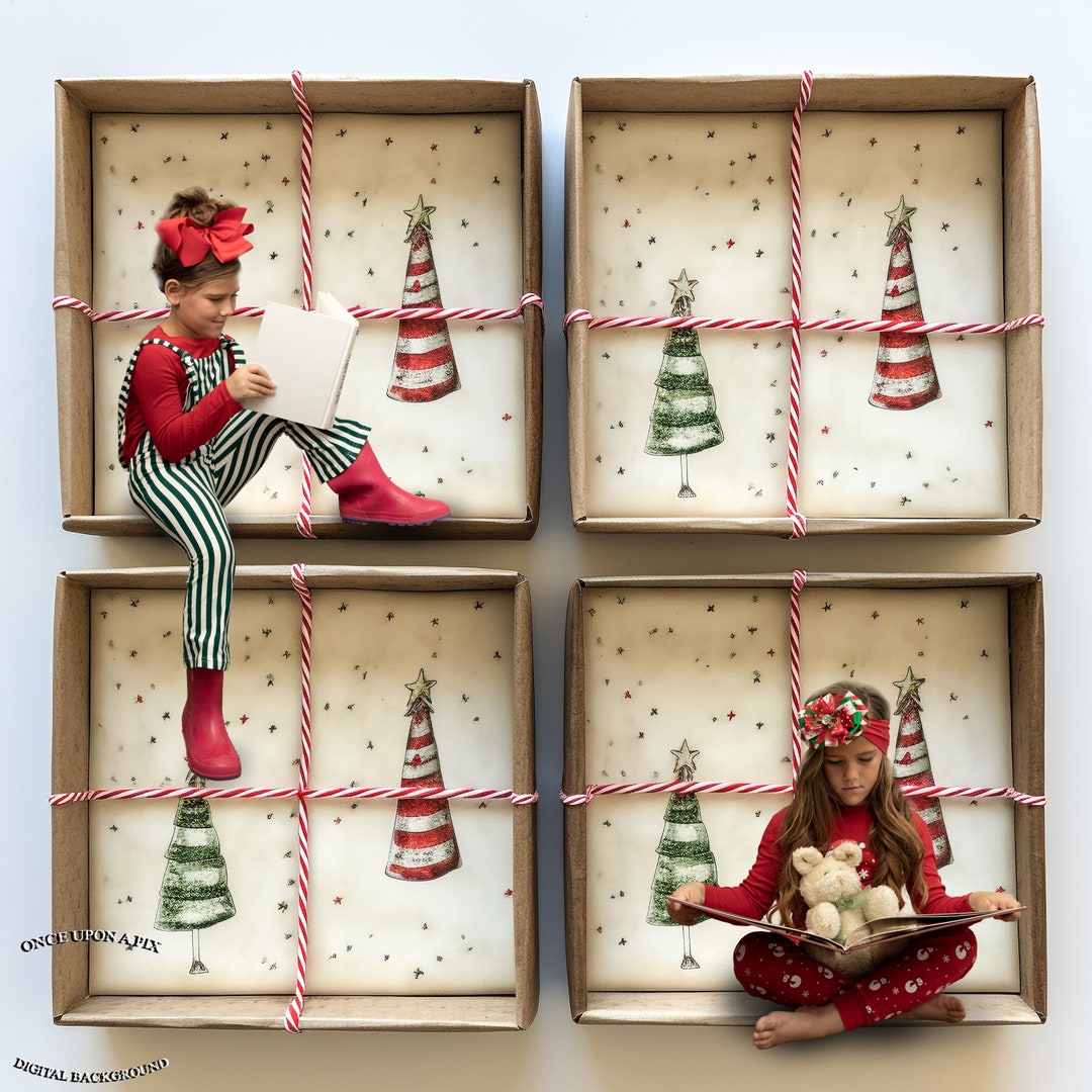 Digital Christmas Backdrop Boxes Background Composite Cardboard Box ...