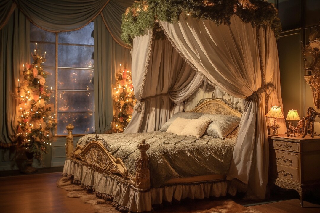 Christmas Digital Backdrop Painterly Taupe Bed Digital Backdrop ...