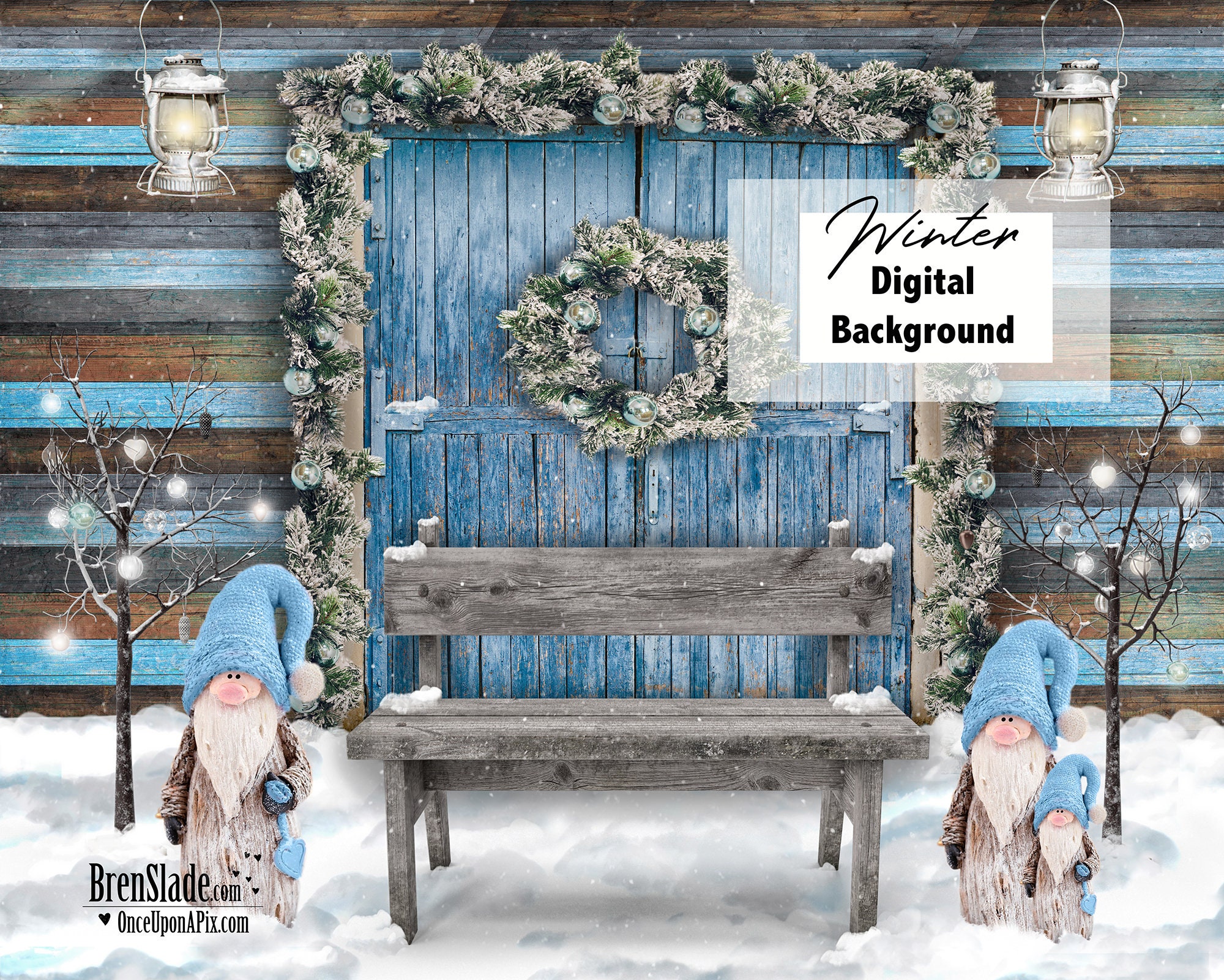 Rustic Family Christmas Digital Backdrop Winter Digital | Etsy