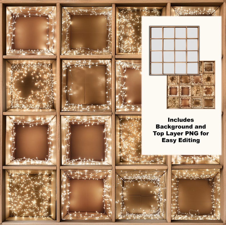 12 Square Box Digital Backdrop Twinkling Lights Intuitive Christmas ...