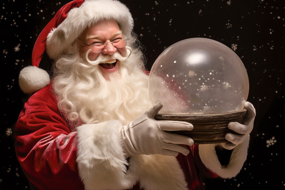 Digital Backdrop, Christmas Backgrounds, Santa Holding Snow Globe ...
