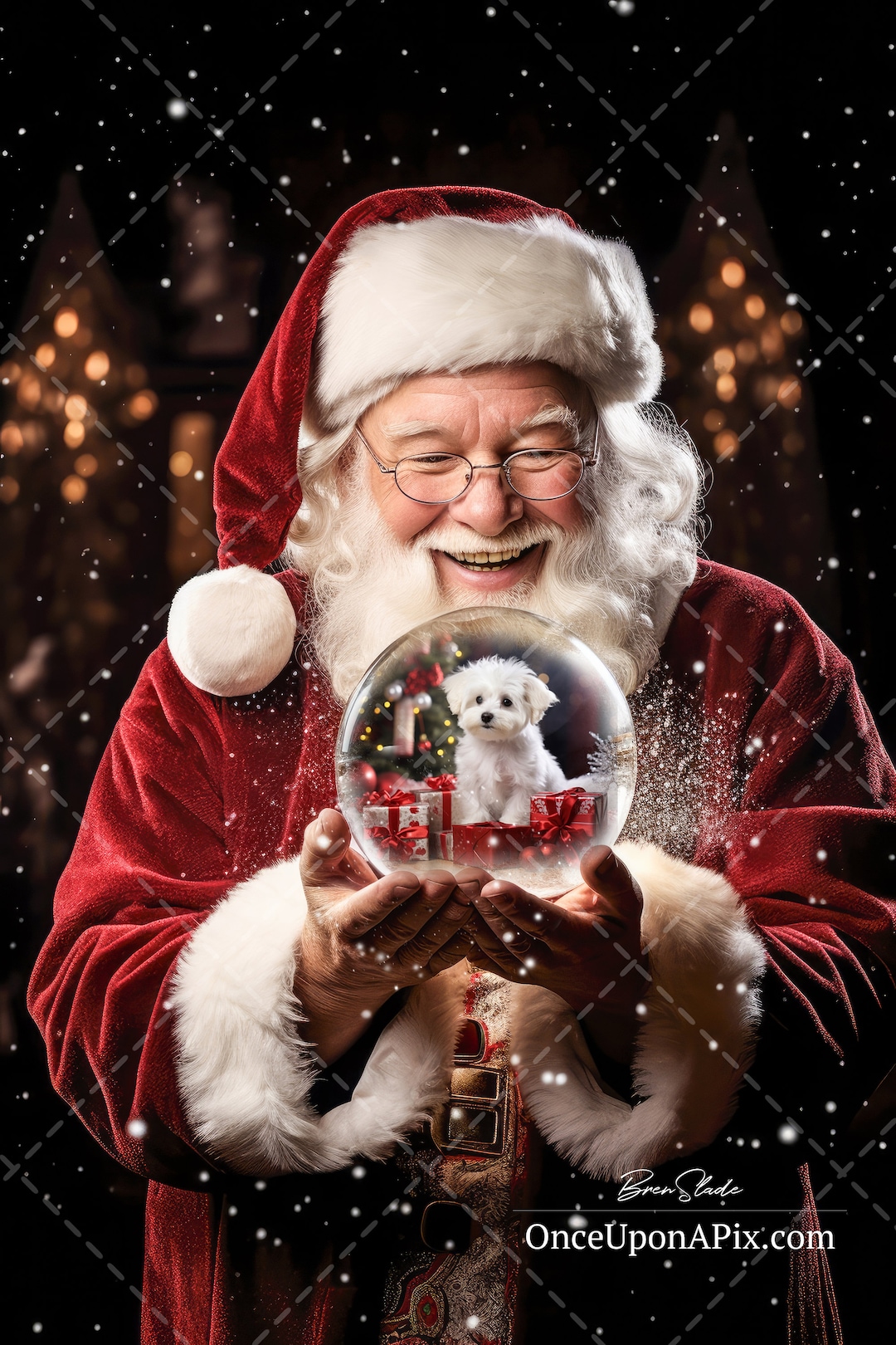 Santa Digital Backdrop Christmas Backgrounds Santa Snow Globe Intuitive ...