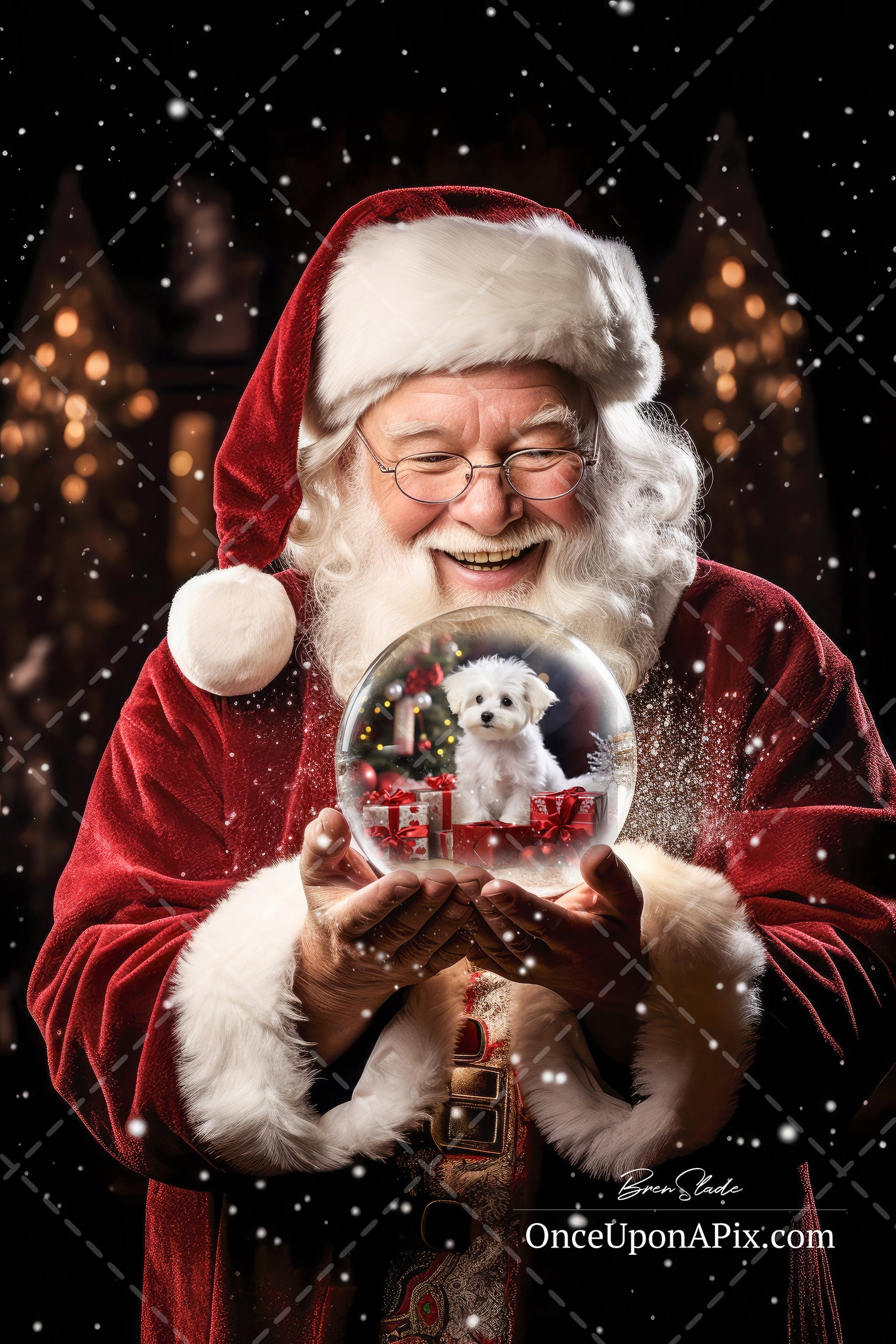Santa Digital Backdrop Christmas Backgrounds Santa Snow Globe Intuitive ...