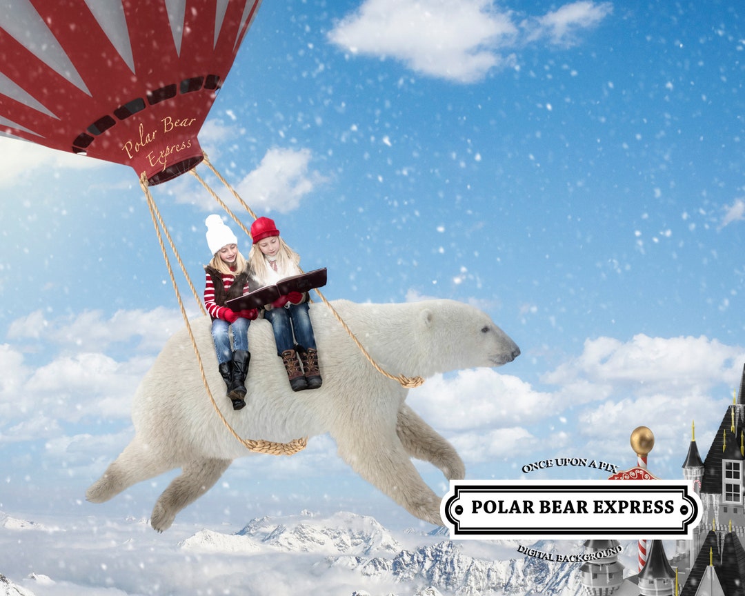 Polar BEAR Express Digital Backdrop, Whimsical Christmas or Holiday ...