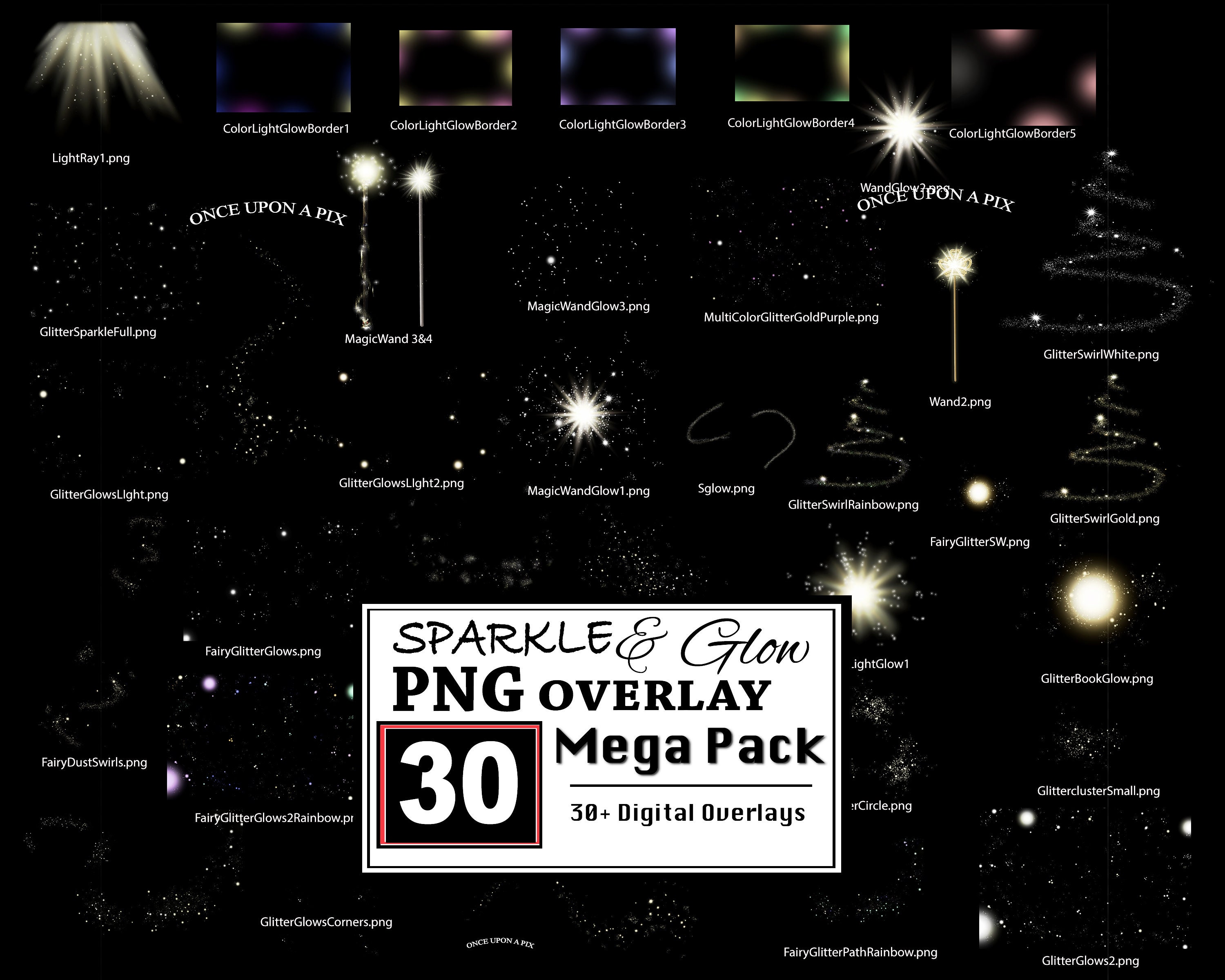 Digital Overlays SPARKLE and GLOW, Firefly Overlays, Glitter PNG ...