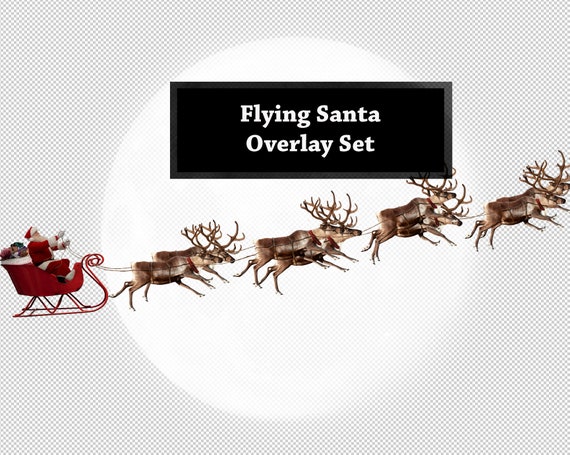 Santa And Reindeer Flying Png
