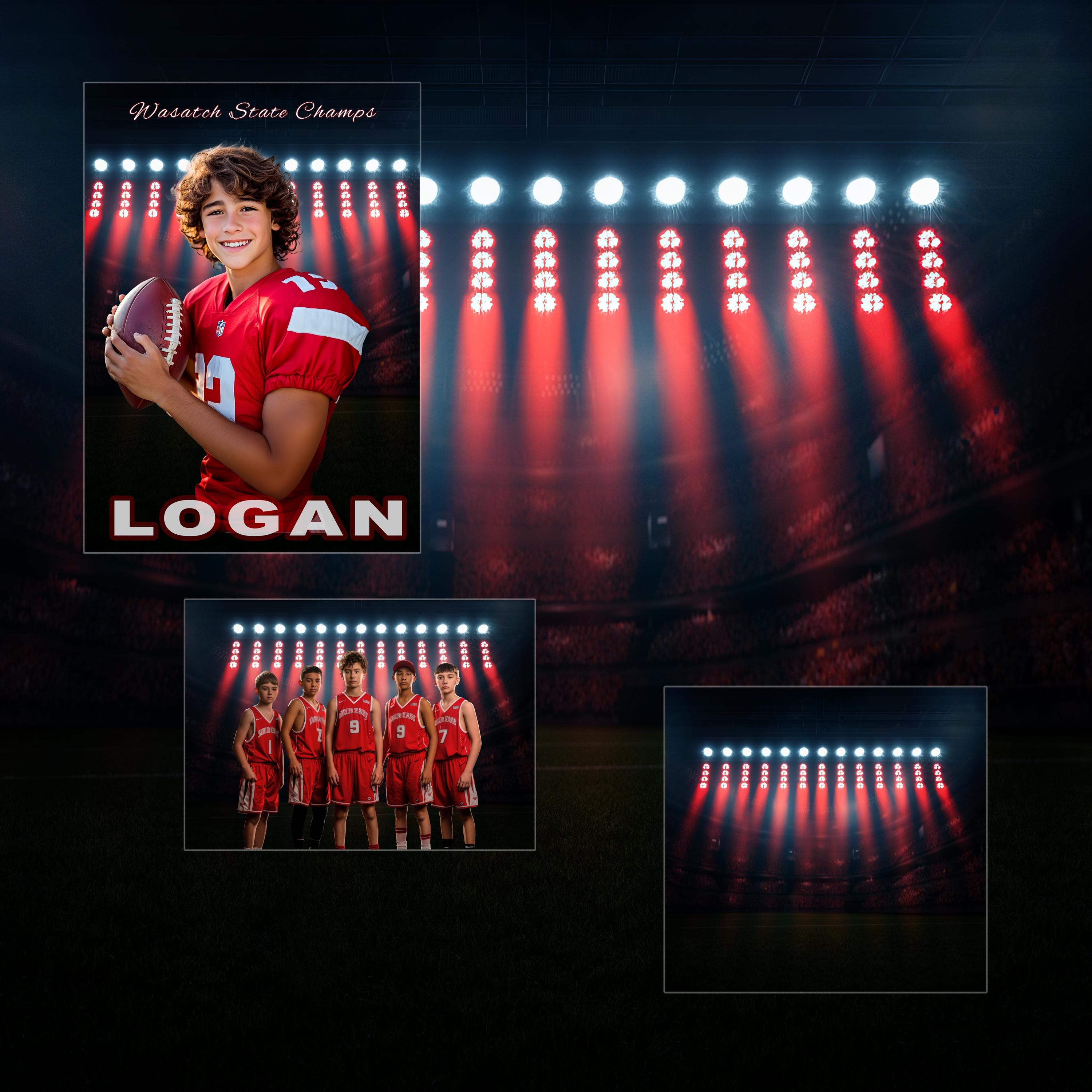 Sports Background Red Digital Stadium Night Lights Dance Backdrop ...
