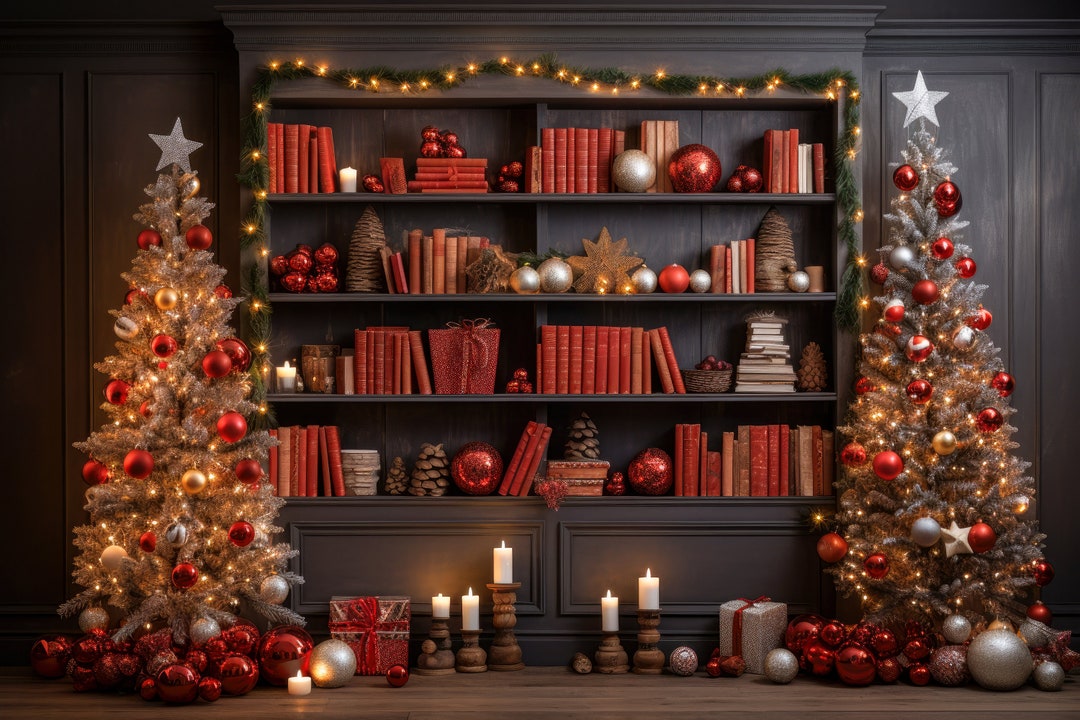 Christmas Backdrop Red Modern Digital Backdrop, Family Photo Card ...