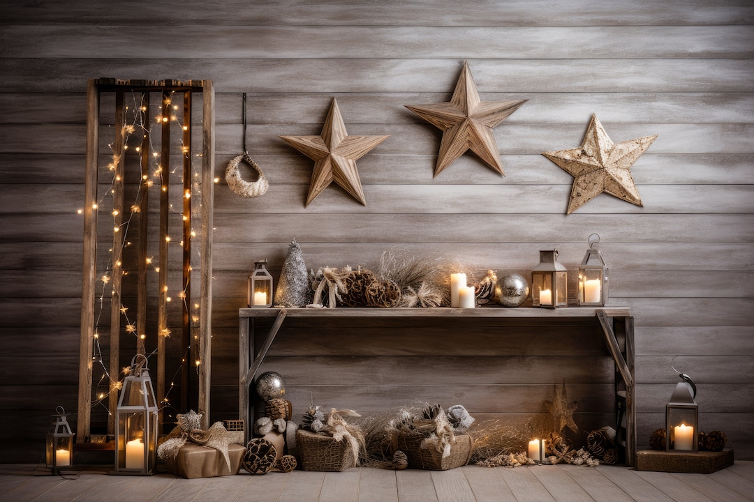 Christmas Backdrop Nativity Wall Digital Backdrop, Family Photo Card ...