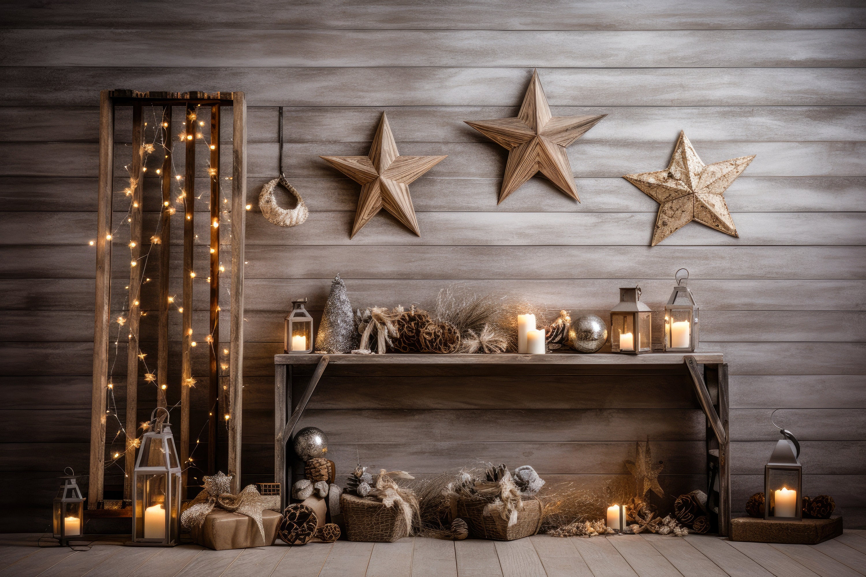 Christmas Backdrop Nativity Wall Digital Backdrop, Family Photo Card ...