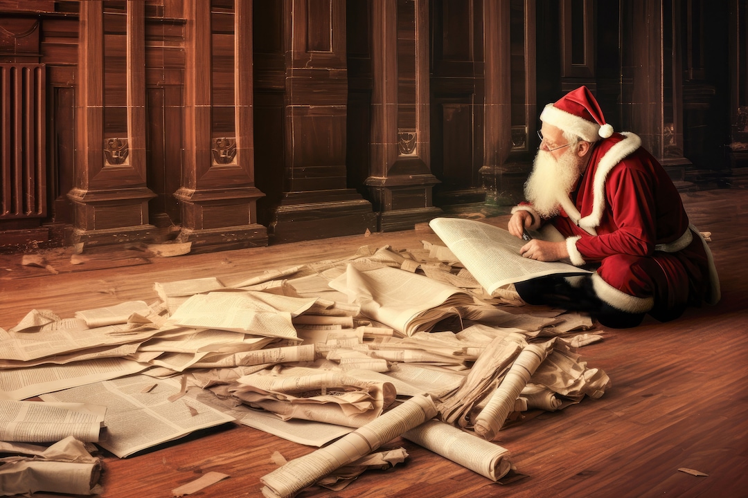 Helping Santa Check His List Digital Backdrop, Christmas Digital ...