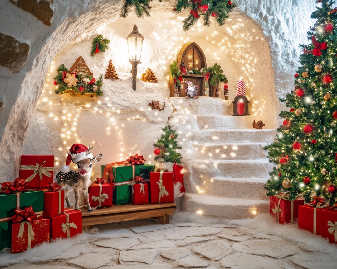 Christmas Cave Digital Backdrop, Intuitive Holiday Digital Background ...