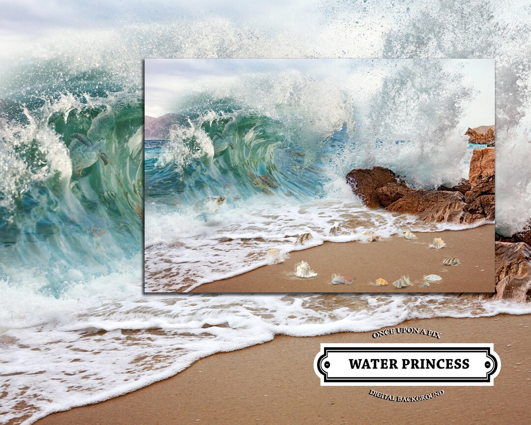 Ocean Princess Digital Background Princess Backdrop Digital Water Waves ...