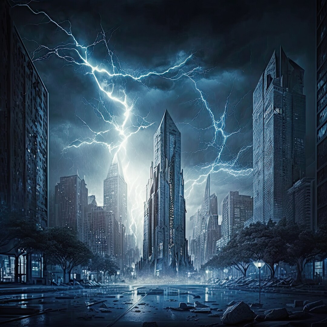 Warped City Superhero Digital Background, Digital Backdrop, Superhero ...