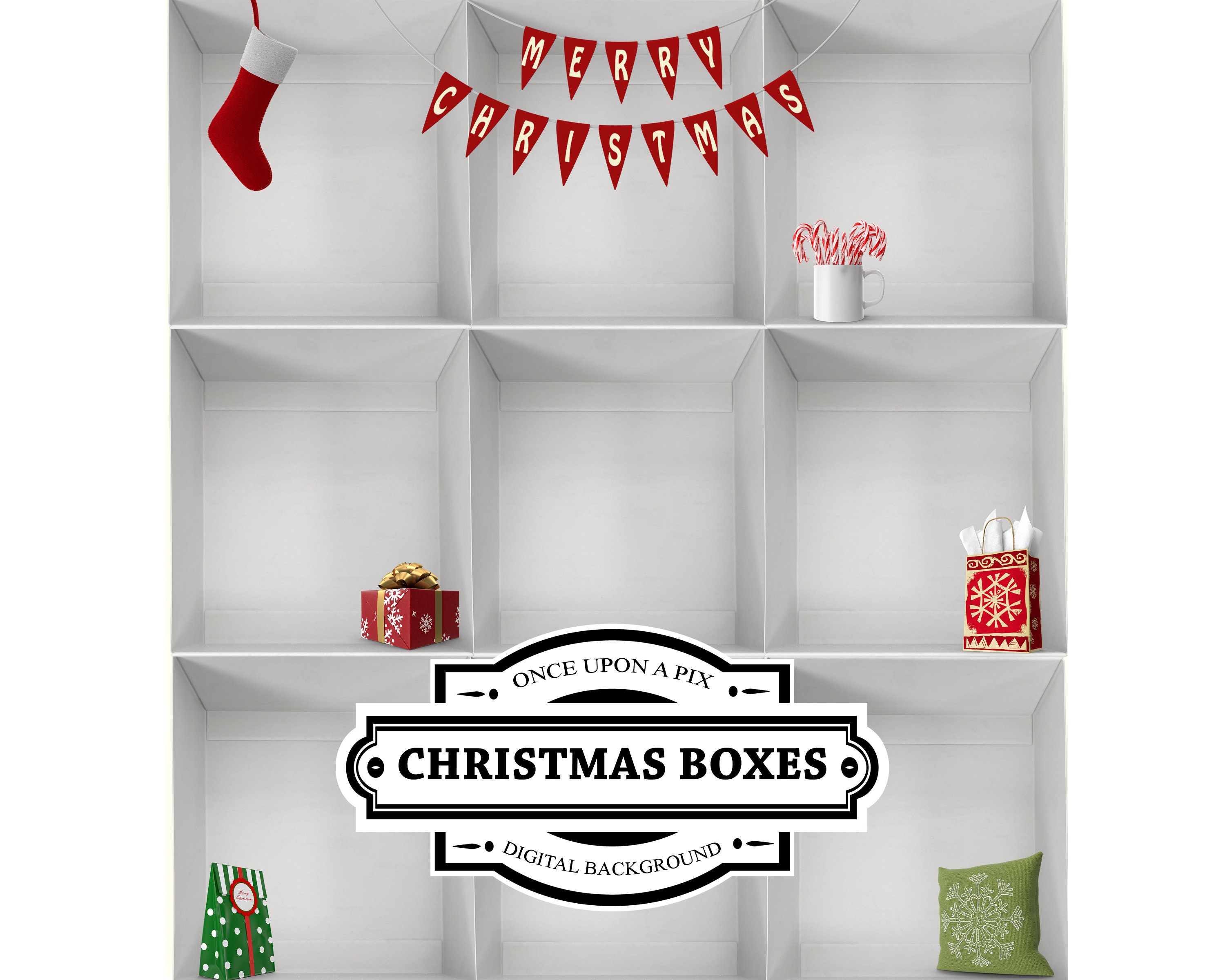 Christmas Boxes Digital Background or Christmas Backdrop - Etsy