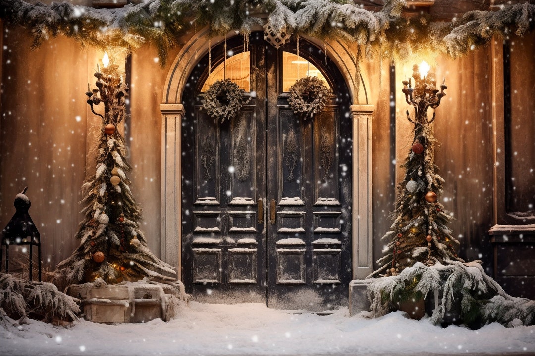 Christmas Backdrop Painted Regency Doors Digital Backdrop, Family Photo ...