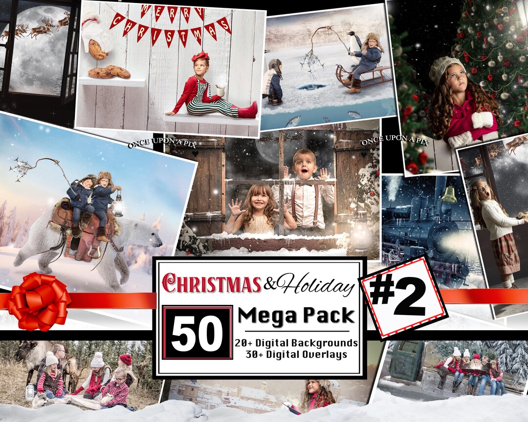 50+ Mega Pack Christmas Digital Backgrounds, Backdrops Family Card ...
