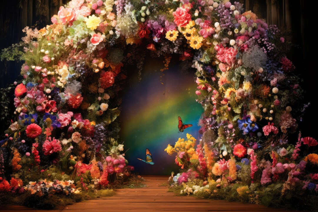 Digital Backdrop Fairy Digital Background Floral Ring Bright Colors ...