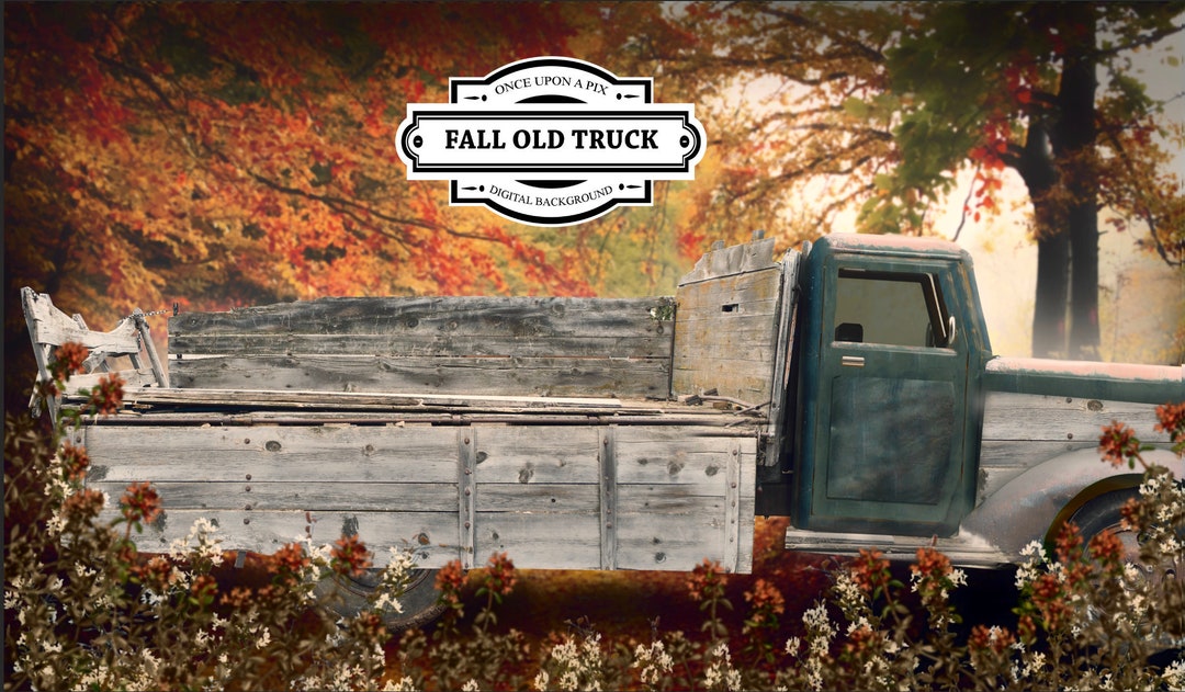 Fall Old Truck Digital Background or Backdrop Great for Family Photos ...