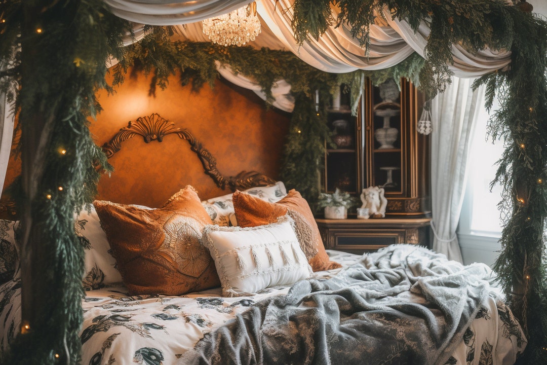 Christmas Digital Backdrop Canopy Bed Digital Backdrop Christmas ...