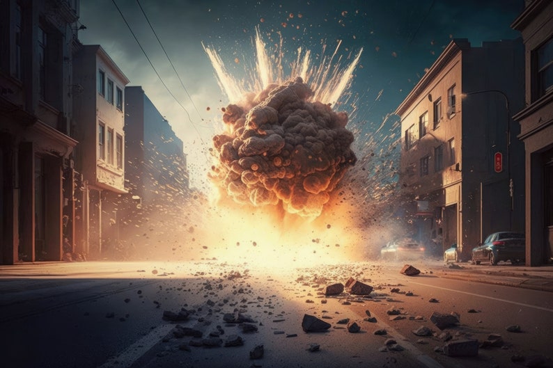 Exploding Road, Flying Rocks Superhero Digital Background, Digital ...
