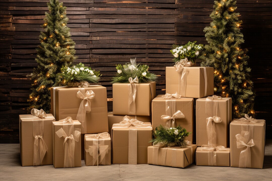 Studio Presents Christmas Backdrop, Digital Background, Photo ...