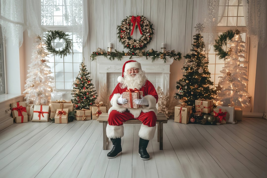 Chillin' W Santa Classic Christmas Digital Backdrop, Intuitive Holiday ...