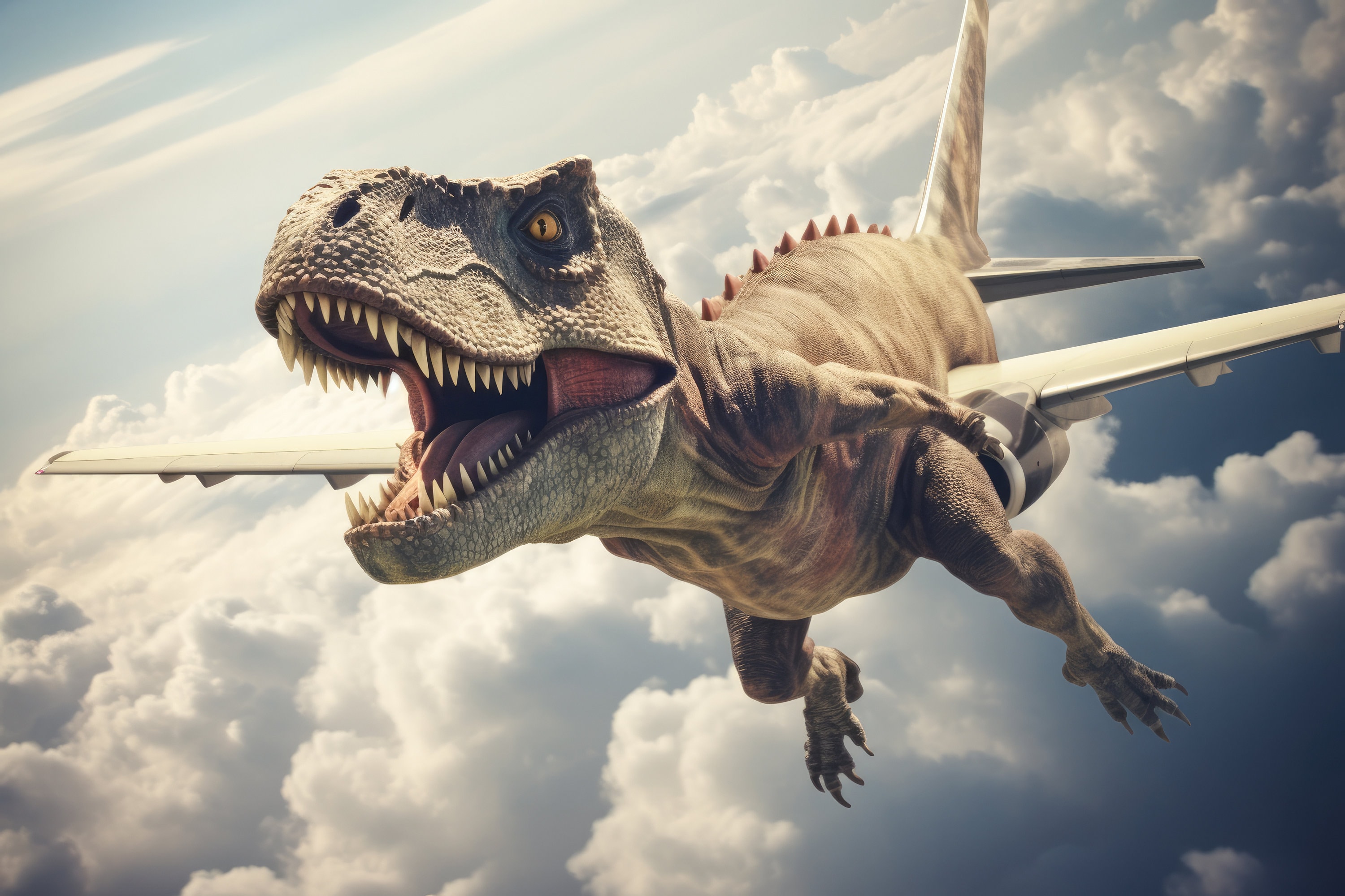 T-rex Digital Backdrop Airplane Background, Flying Dinosaur Digital ...