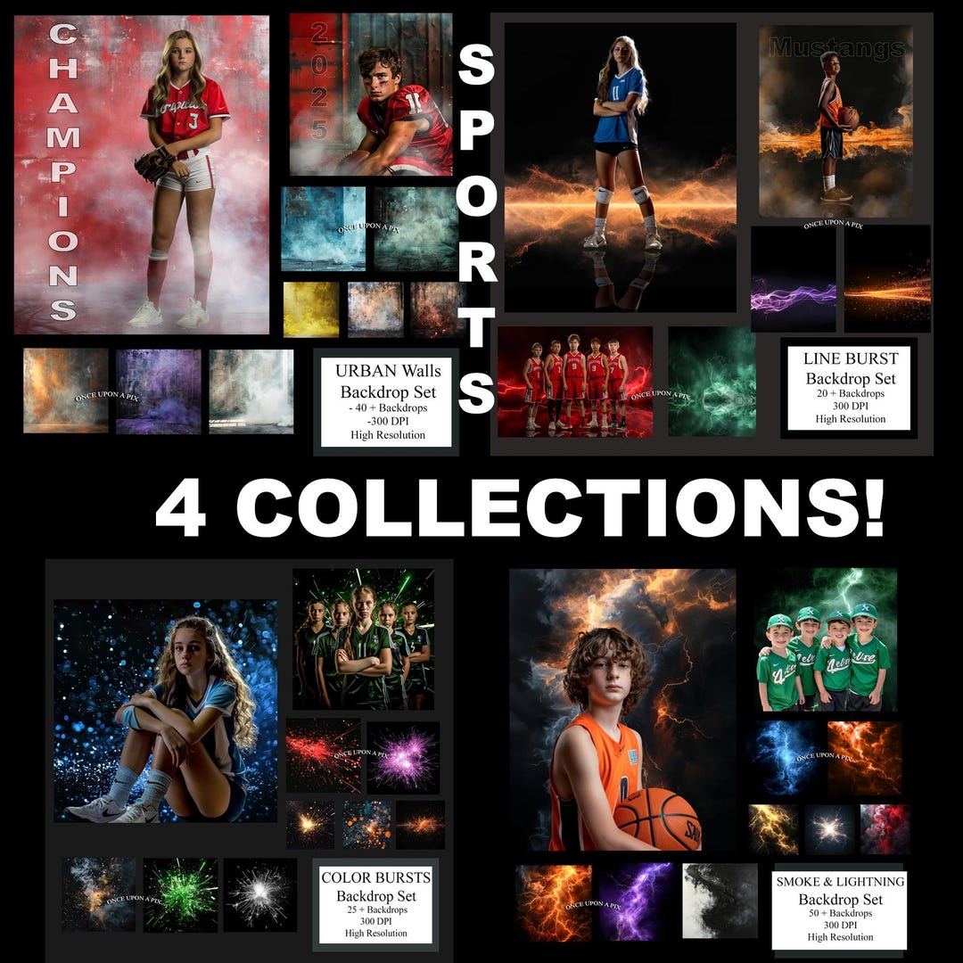 170+ Sports Backgrounds & Overlay Bundle, Smoke Lightning Overlays and ...