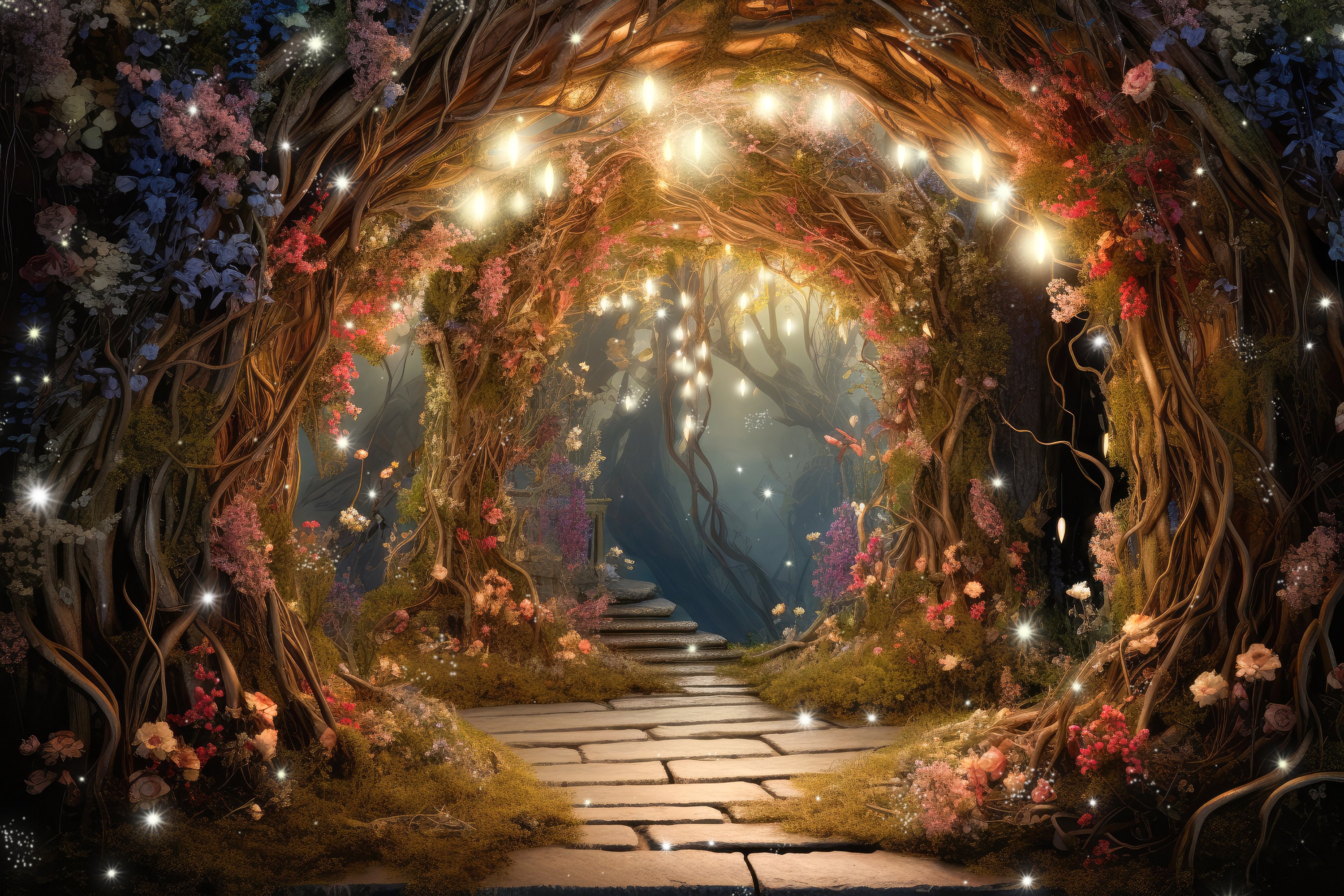 Digital Background Fairy Glitter Glow Digital Backdrop Painterly Fairy ...