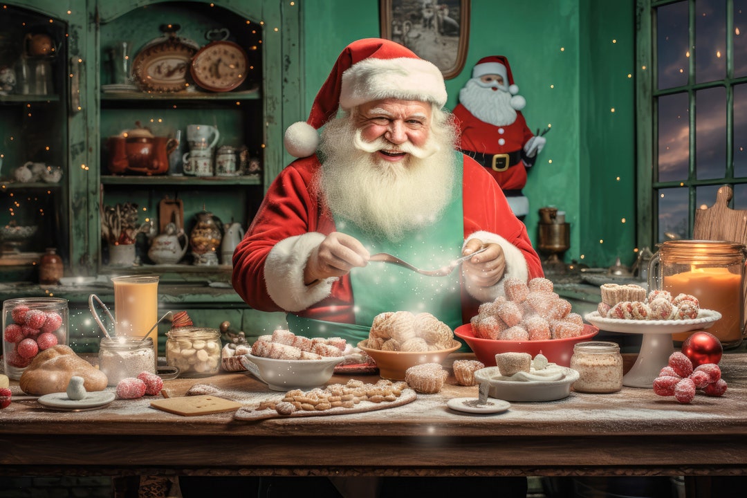 Santa's Helpers Christmas Digital Backdrop, Christmas Painterly Digital ...