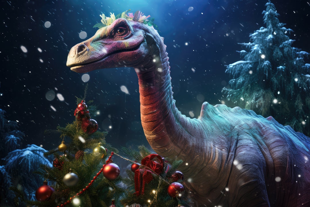 Christmas Digital Backdrop Santa Dinosaur Digital Background, Kids ...