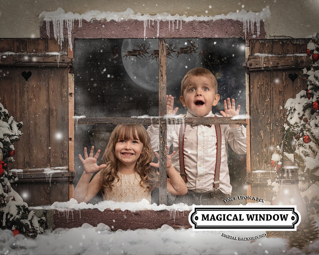 Layered Christmas Window Digital Backdrop or Christmas Background ...