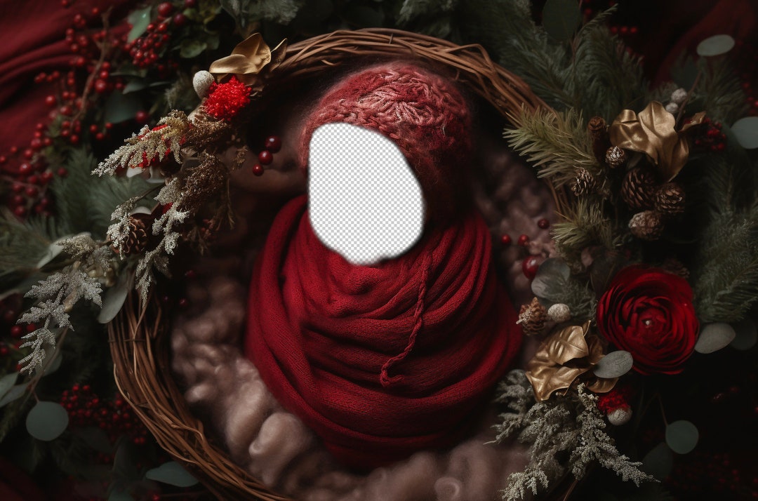 Newborn Christmas Digital Backdrop, Face Insert Digital Background ...