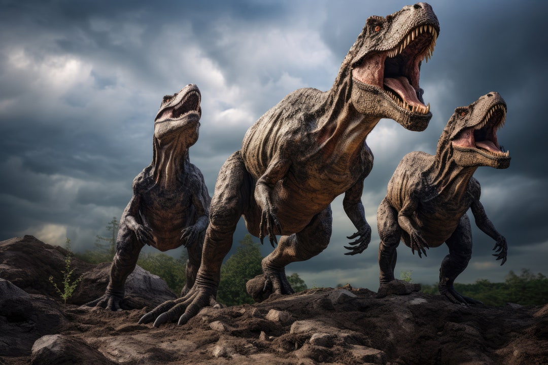 3 T-rex Digital Backdrop T-rex Background, Dinosaur Digital Dry Earth Backdrop T Rex Digital ...