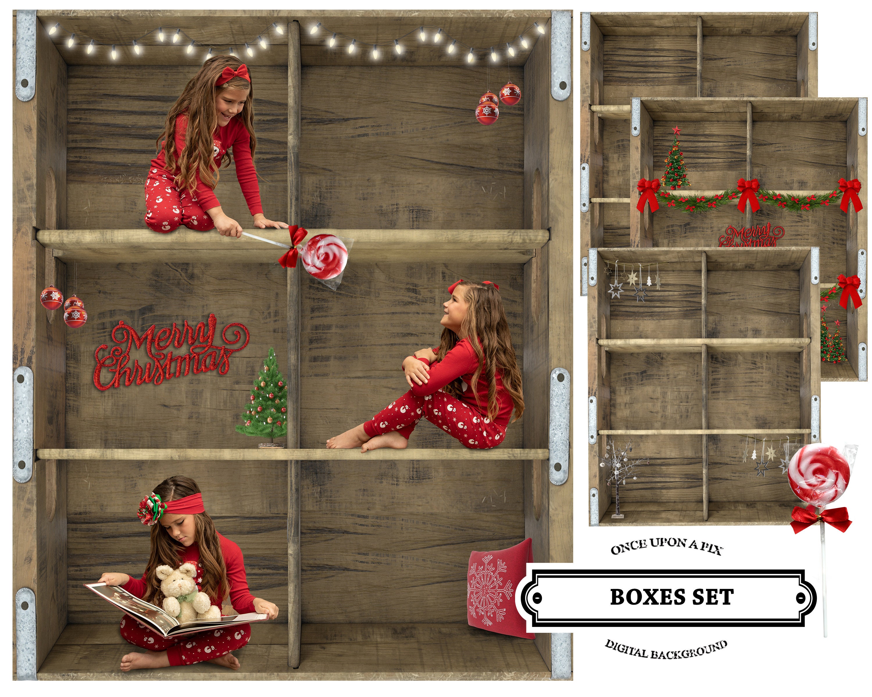 Box Christmas Digital Background Boxes Backdrop BONUS Lollipop ...