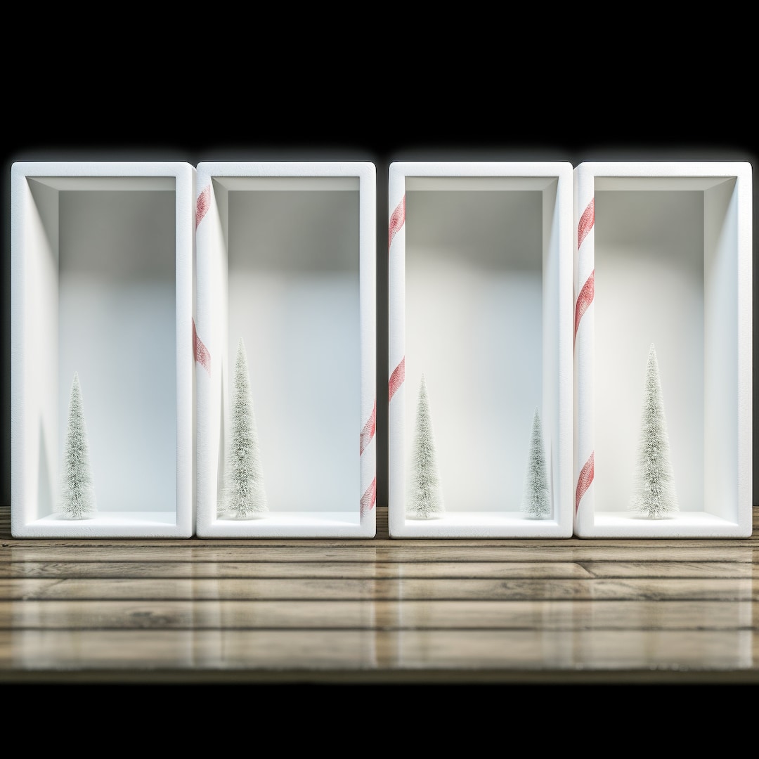 4 Empty Tall Holiday 'in the Box' Boxes Template, Fun Family Christmas ...